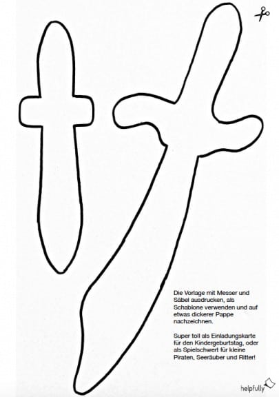 Schablone "Säbel & Messer" für kleine Piraten und Ritter (Vorlage) PDF ...