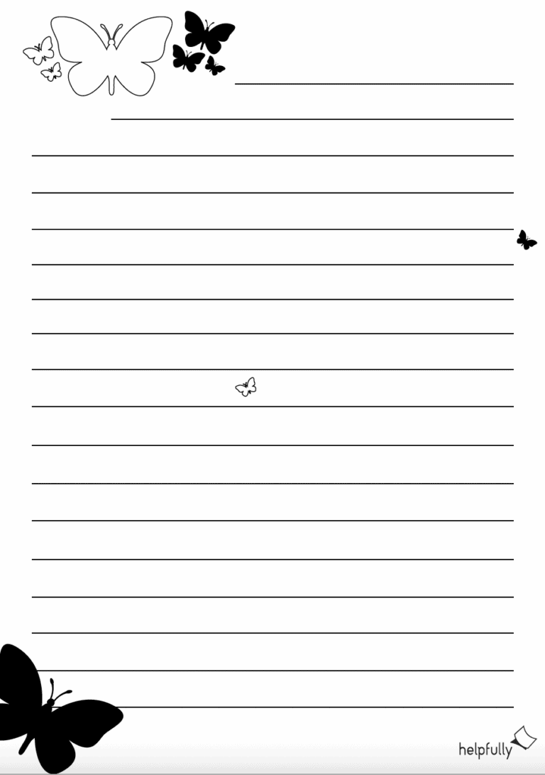 Briefpapier - blanko liniert "Schmetterling" PDF - helpfully.de