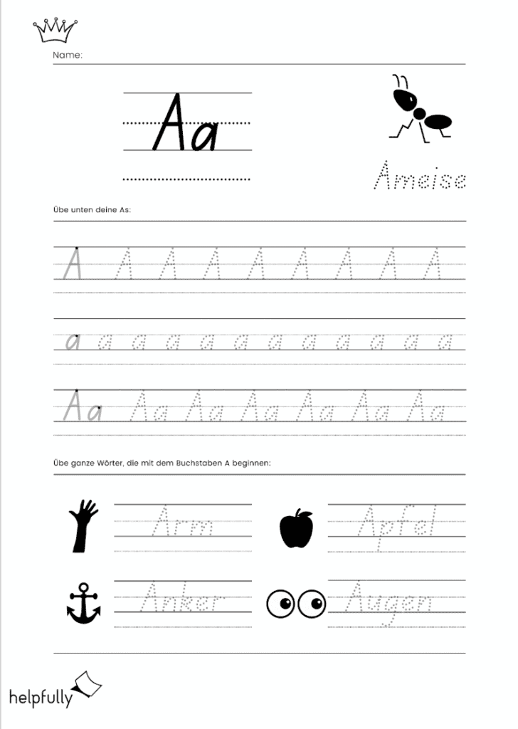 Arbeitsblatt - Alphabet "Alle 26 Buchstaben schreiben, üben & lernen ...