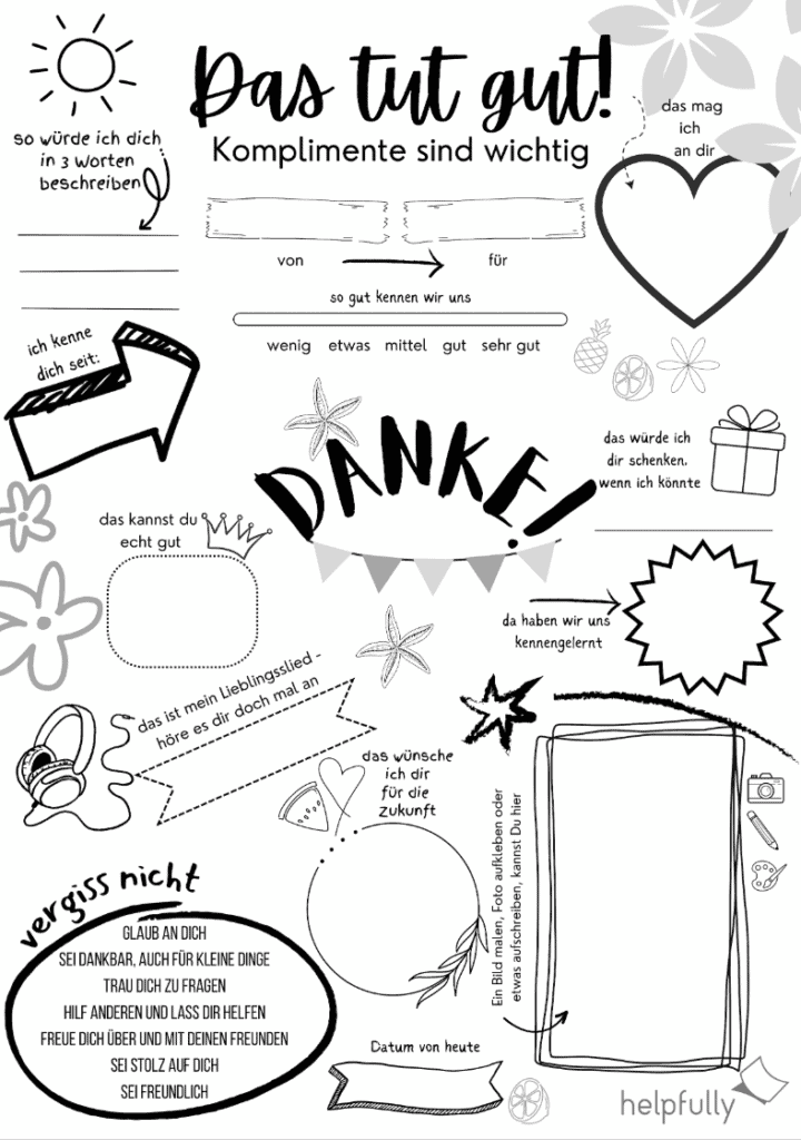 Vorlage - Komplimente zum Ausfüllen "Das tut gut!" Gratis-PDF