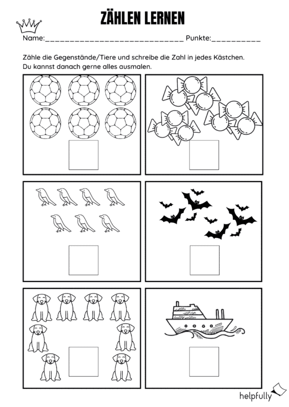 Übungsblatt - Zählen lernen "Wieviele....?" (Zahlenraum bis 10) Gratis ...