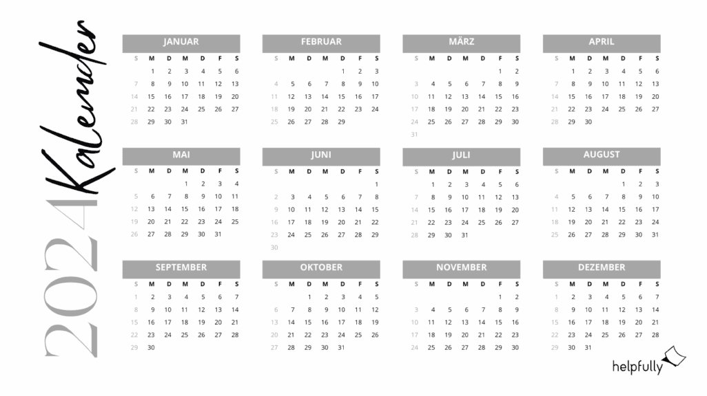 Jahreskalender 2024 "Überblick + Monate" (13-seitige Vorlage)