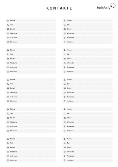 Telefonliste -Kontakte "Tel & Co" (A4-Vorlage/digital editierbar ...
