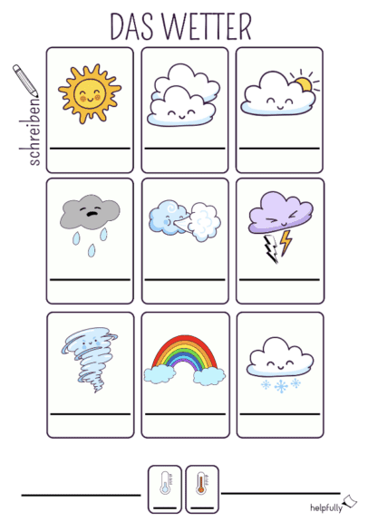 Das Wetter - Arbeitsblätter für Kinder ausdrucken | helpfully.de