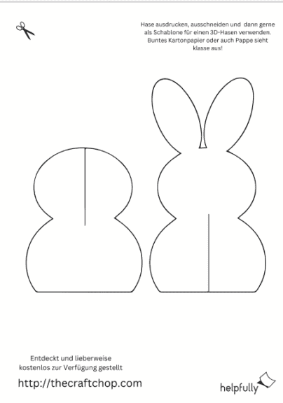 Schablone - 3D Hase basteln "Osterhase Bunny" PDF - helpfully.de