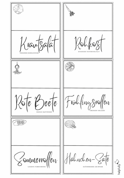 Buffet Beschriftung Vorlage