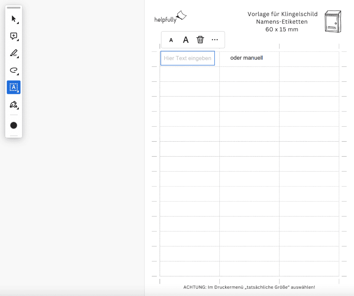 Ausfüllbares Briefkastenschild - Vorlage Gratis-PDF | helpfully.de