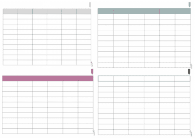 Blanko Tabelle - Leere Vorlagen mit Spalten & Zeilen (A4 quer/diverse ...