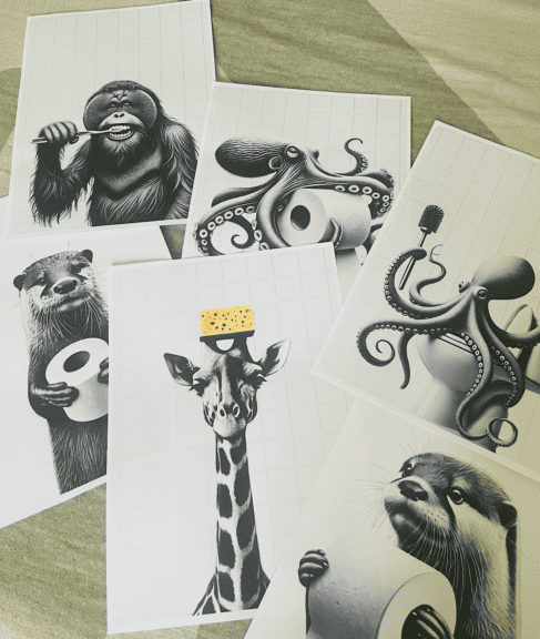 Miniposter Küche/Bad – Modernes Wandbild „Giraffe mit Schwamm“ PDF ...