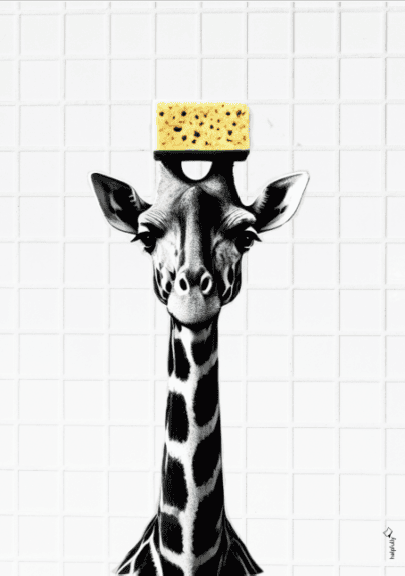 Miniposter Küche/Bad – Modernes Wandbild „Giraffe mit Schwamm“ PDF ...