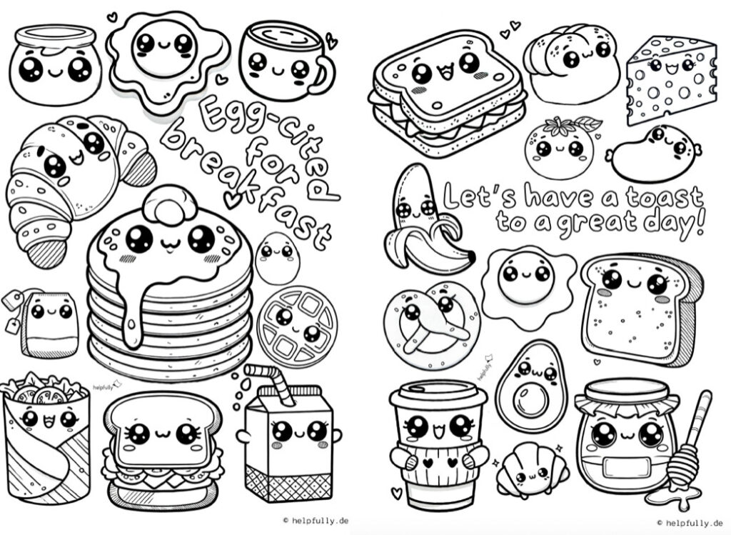 Kawaii Ausmalbilder ausdrucken - Süße Vorlagen bei helpfully.de