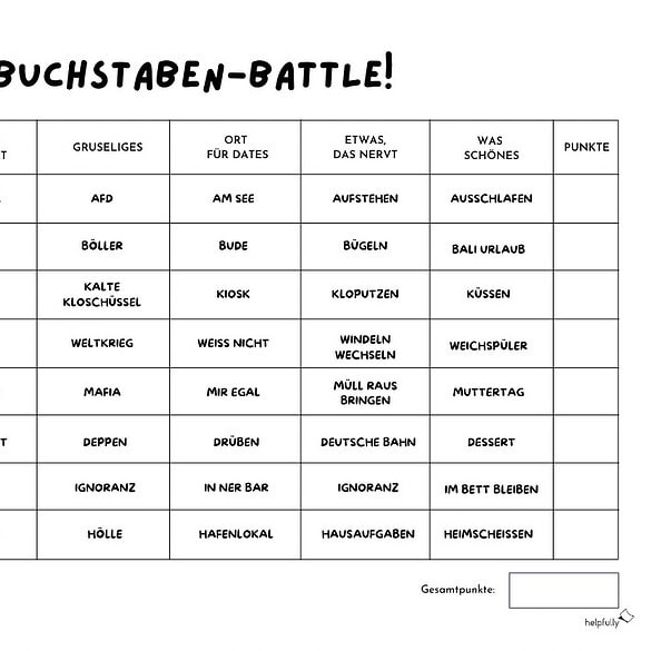 Stadt Land Fluss Erwachsene - Lustige Kategorien PDF - helpfully.de