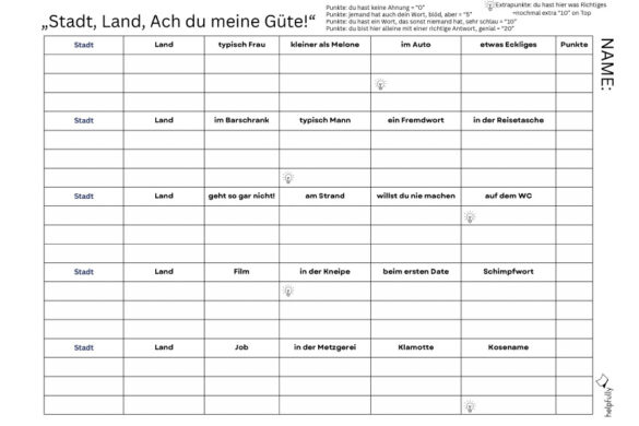 Lustige & coole 'Stadt Land Fluss' Kategorien als PDF - helpfully.de