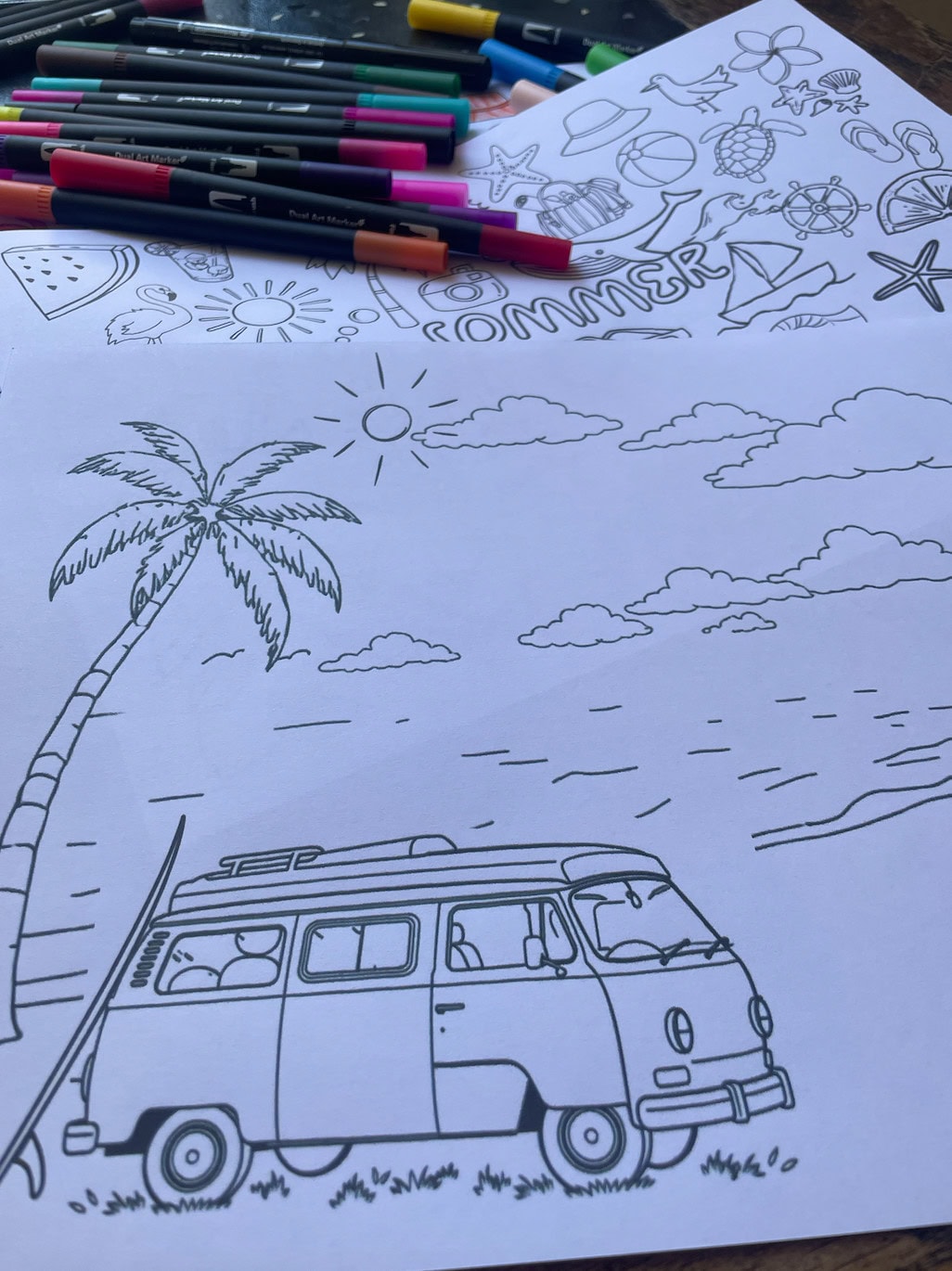 Ausmalbild "Strand am Meer" ausdrucken gratis PDF - helpfully.de