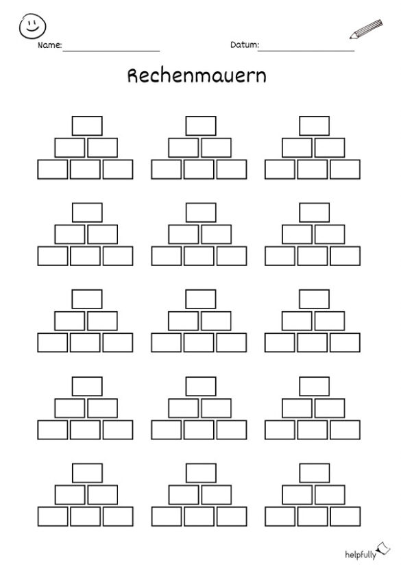 Rechenmauern ohne Zahlen - Blanko Vorlagen gratis | helpfully.de