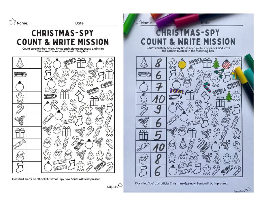 Christmas Count & Write Worksheet (Free PDF) - helpfully.de