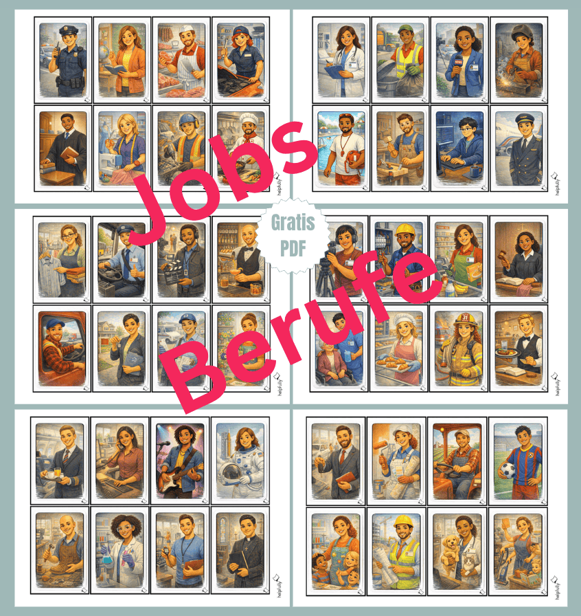 Berufe - Bildkarten "Jobs" zum Lernen, Spielen, Raten - helpfully.de