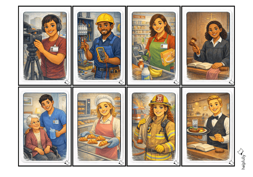Berufe - Bildkarten "Jobs" zum Lernen, Spielen, Raten - helpfully.de