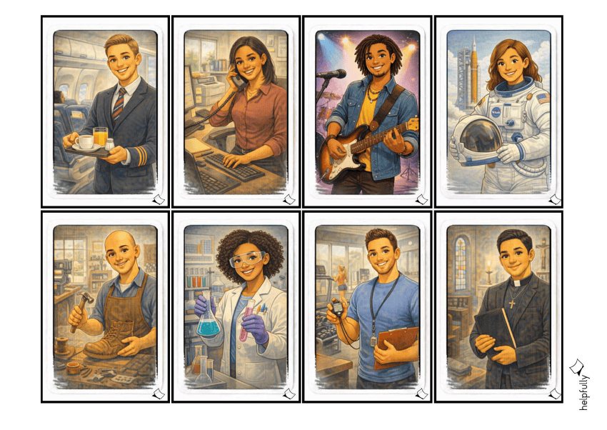 Berufe - Bildkarten "Jobs" zum Lernen, Spielen, Raten - helpfully.de